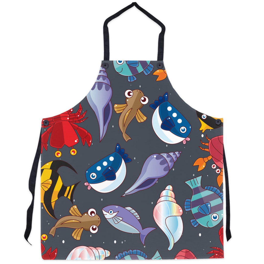 Sealife Apron, Fish Apron,sea Life,sea Shells,colorful Chef Gift ...