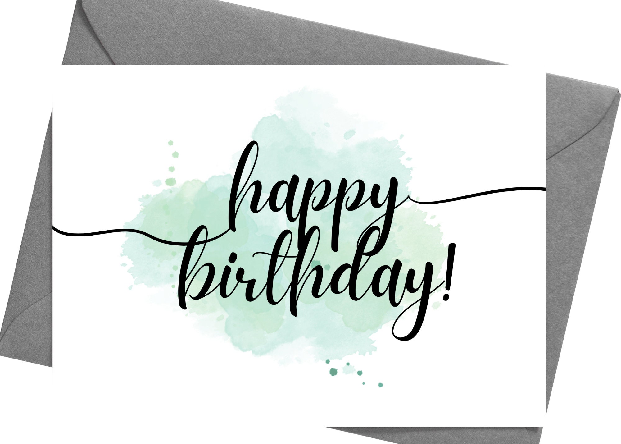 Printable Blue Watercolor Birthday Card - Etsy