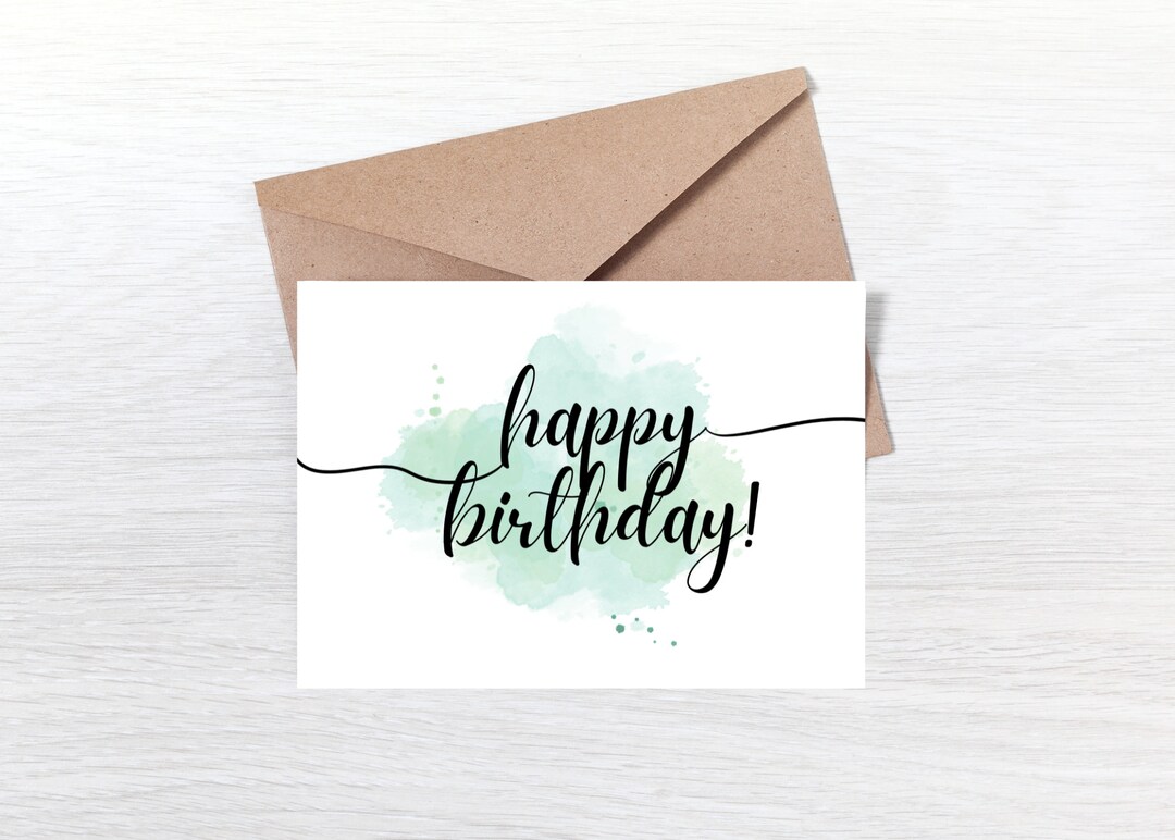 Printable Blue Watercolor Birthday Card - Etsy
