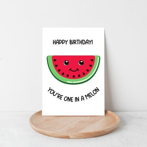 You're One in A Melon Birthday Card, Digital Birthday Card, Watermelon ...