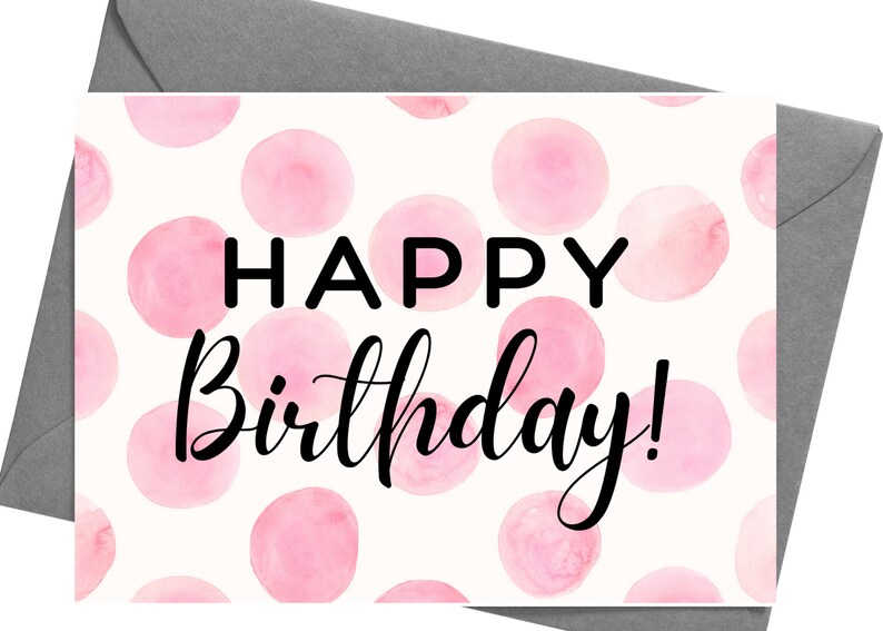 Printable Pink Happy Birthday Card - Etsy
