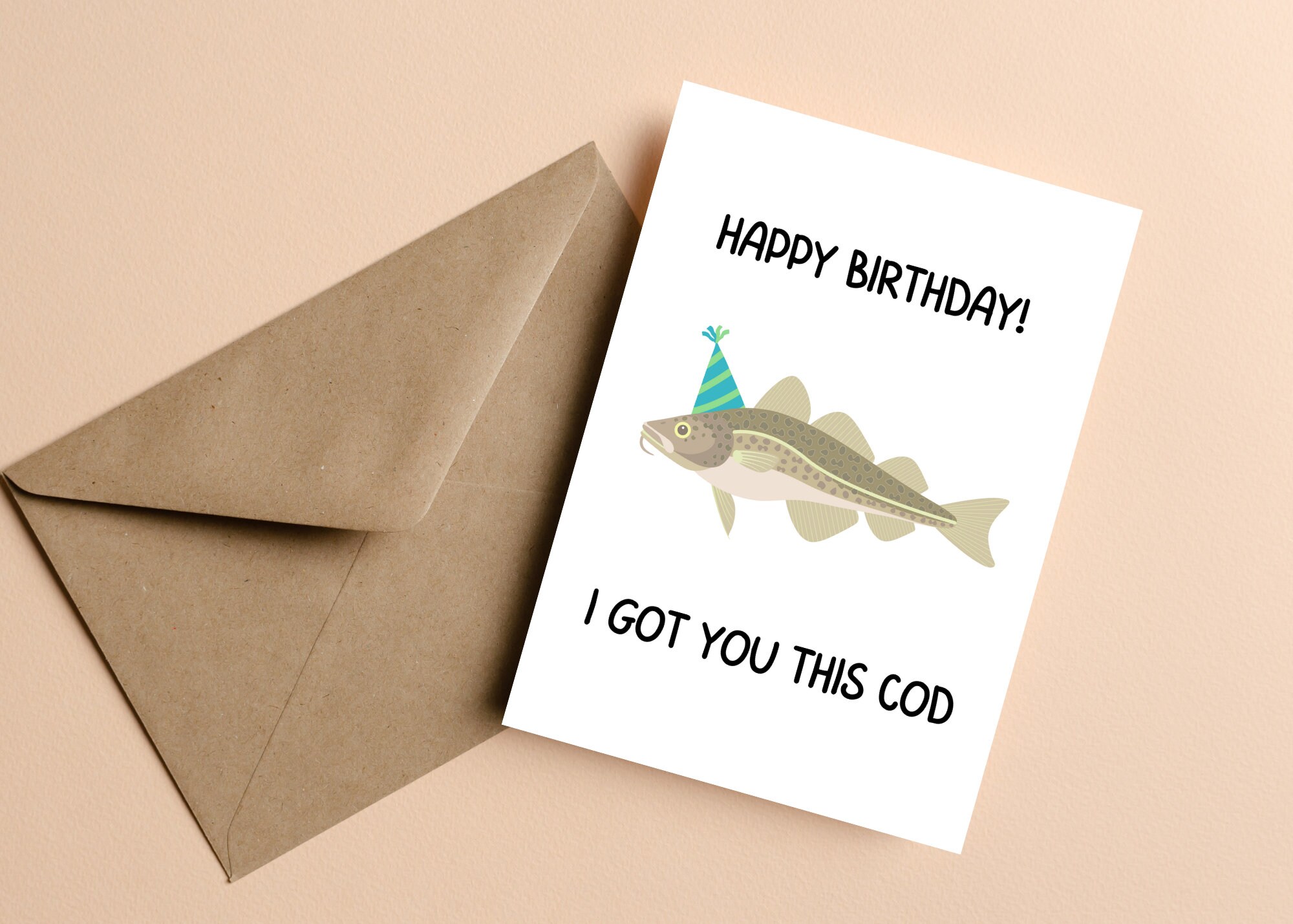 Fish Birthday Card, Cod Birthday Card, Fisherman Birthday Card, Funny ...