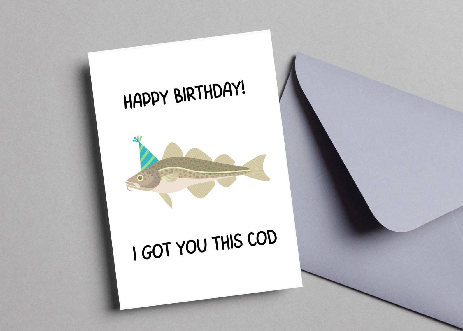 Fish Birthday Card, Cod Birthday Card, Fisherman Birthday Card, Funny ...