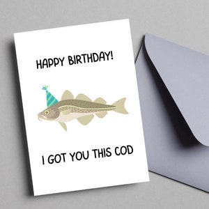 Fish Birthday Card, Cod Birthday Card, Fisherman Birthday Card, Funny ...