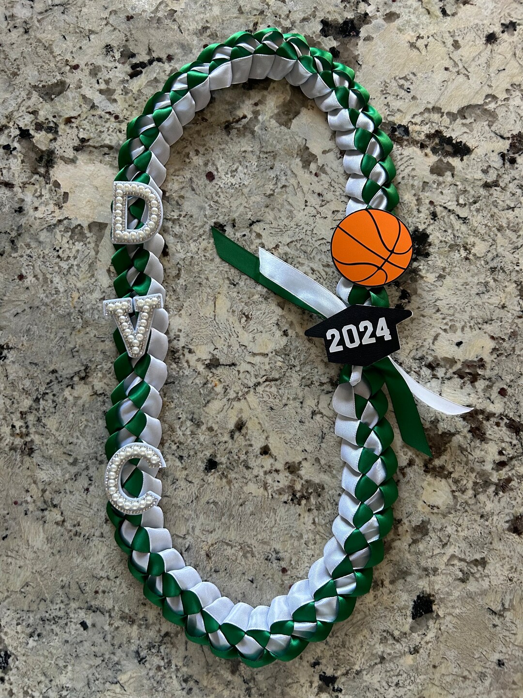 Custom Two-color Ribbon Lei Graduation Gift, Personalized Name, School ...