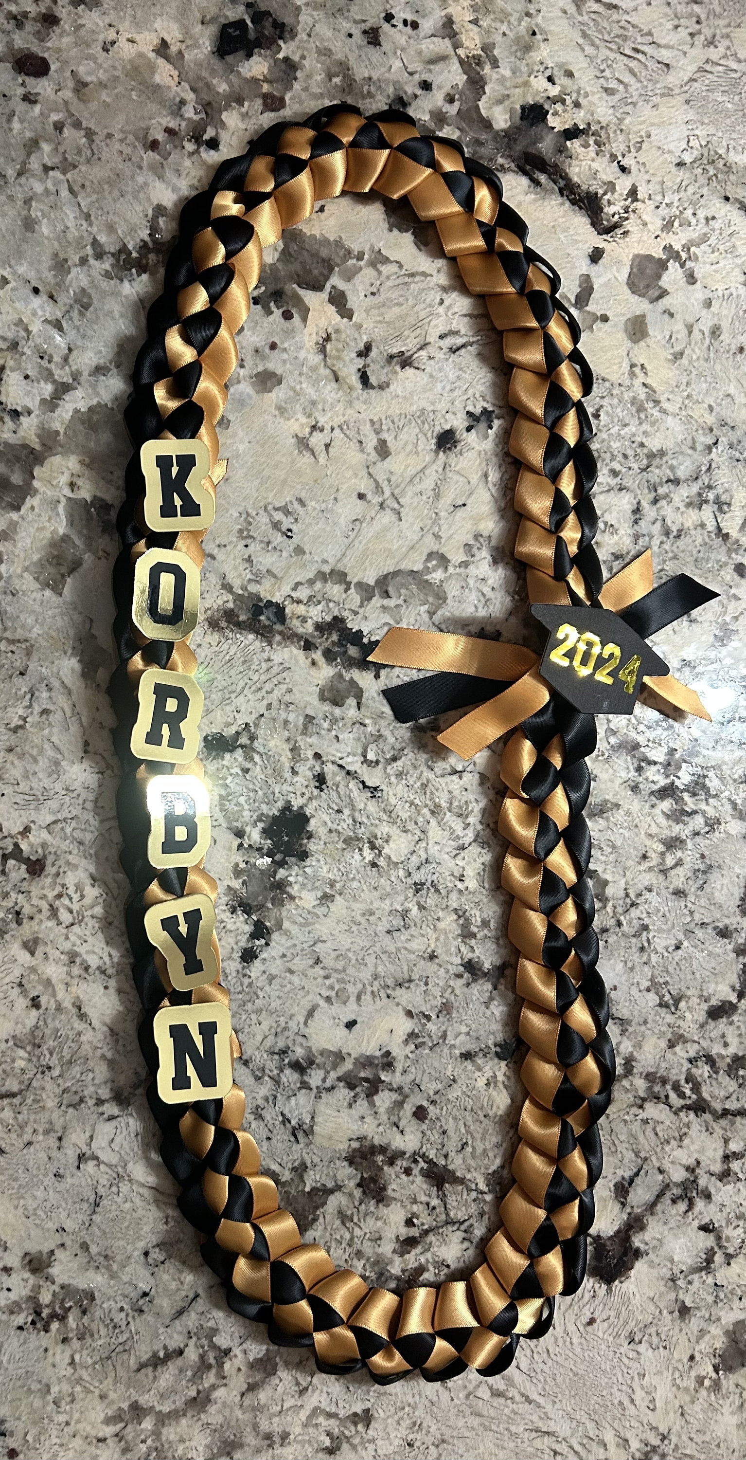 Custom Ribbon Lei With Graduate's Name, Two Color Ribbon Lei ...