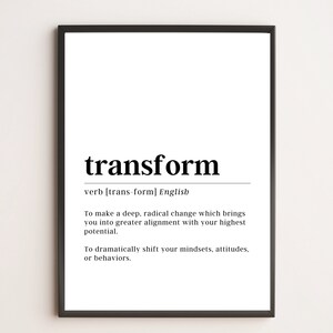Transform Definition Print | Motivational Wall Art - Etsy