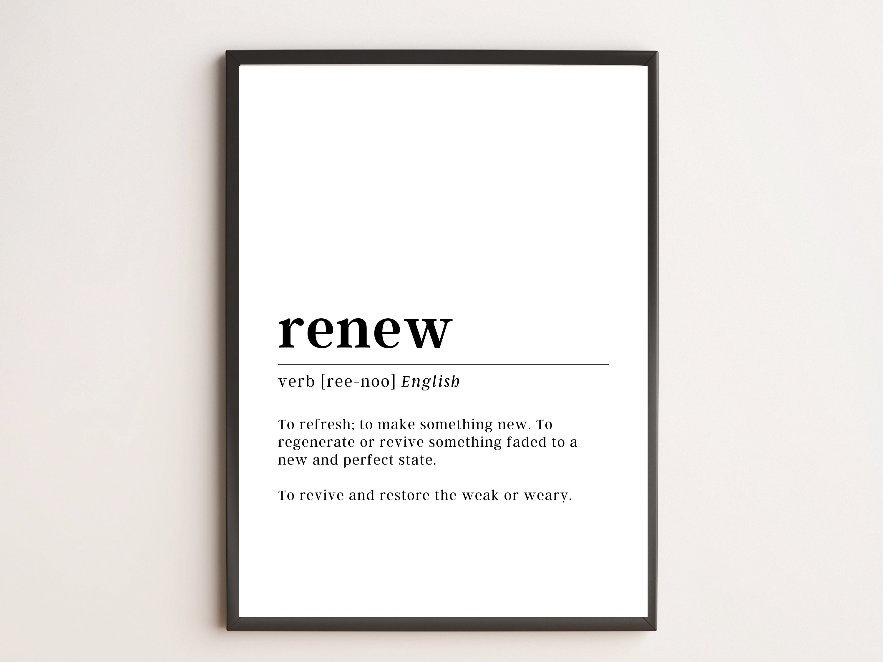Renew Definition Print | Motivational Wall Art - Etsy