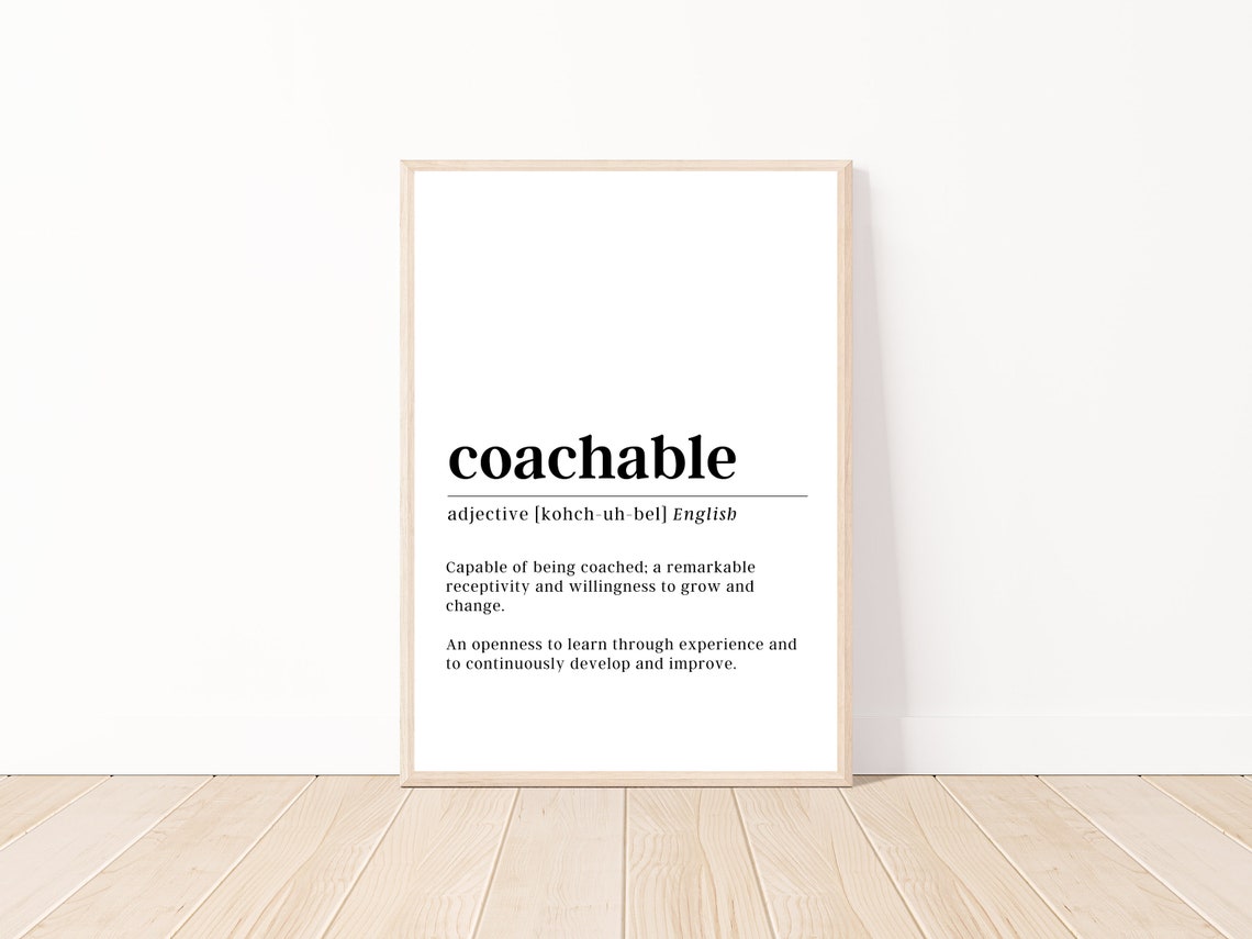 Coachable Definition Print Motivational Wall Art - Etsy