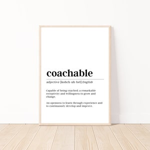 Coachable Definition Print | Motivational Wall Art - Etsy