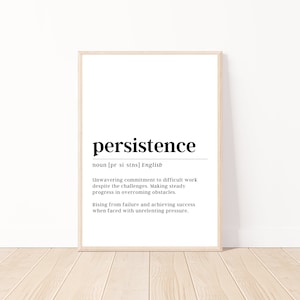 Persistence Definition Print | Motivational Wall Art - Etsy