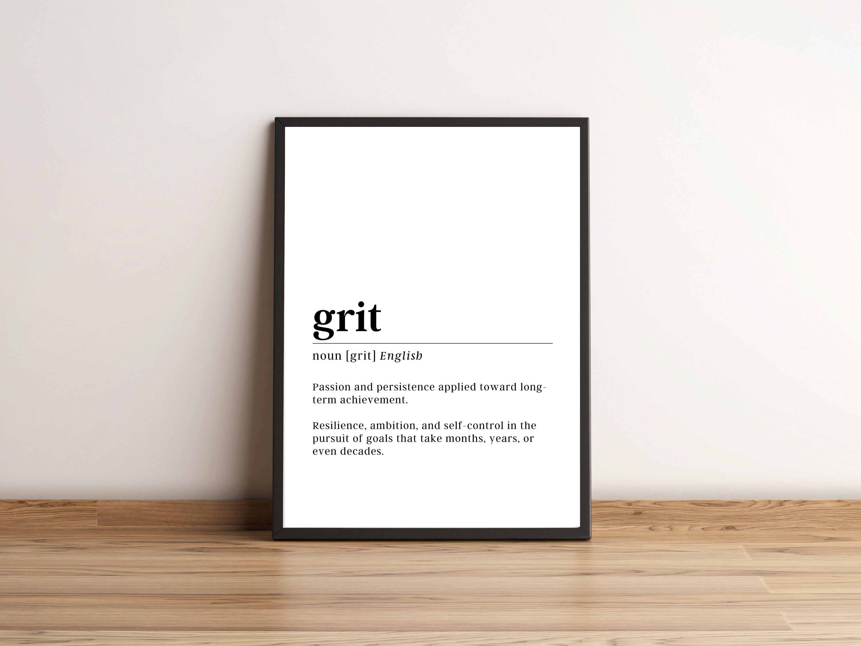 Grit Definition Print Motivational Wall Art - Etsy