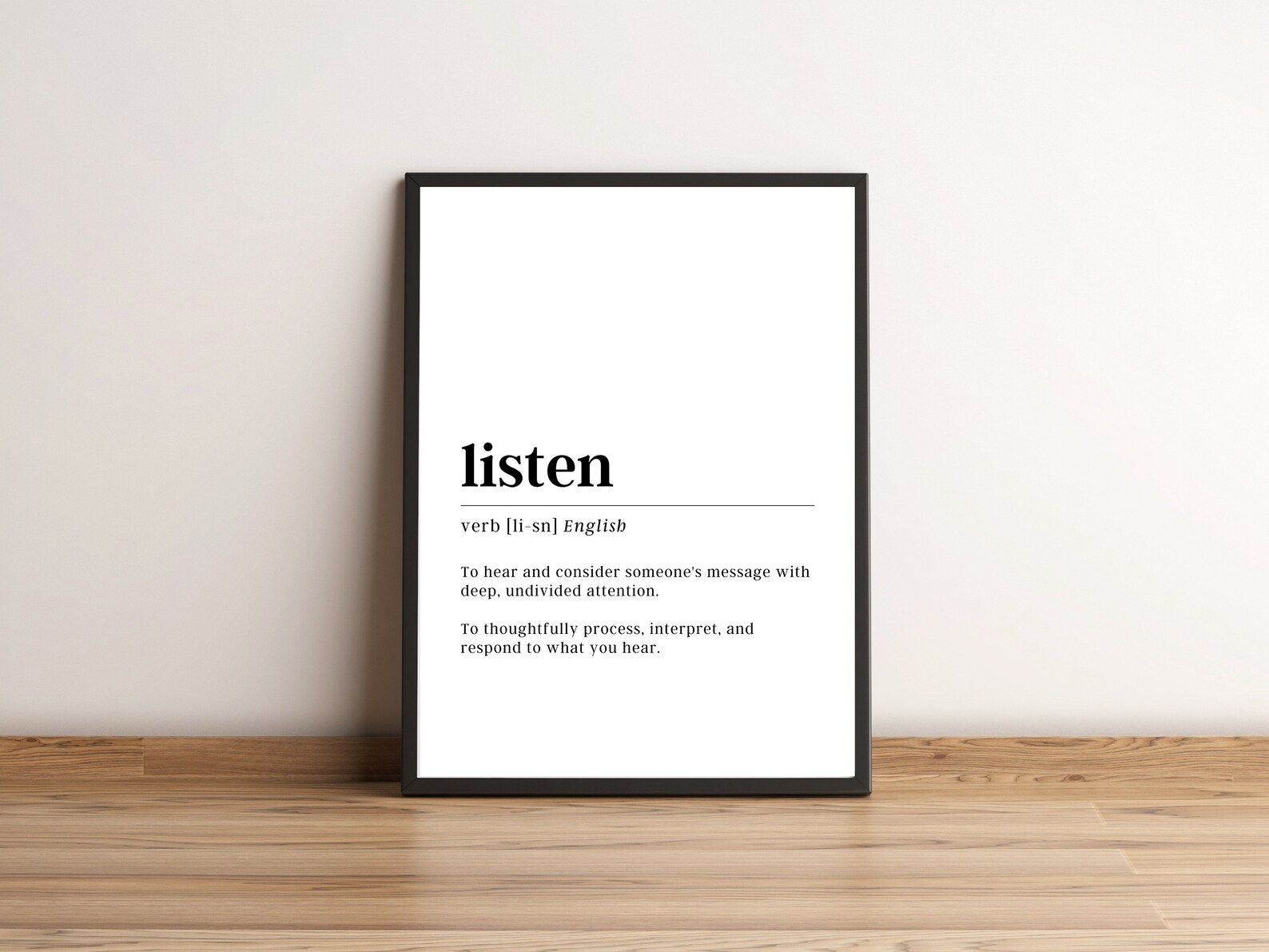 Listen Definition Print | Motivational Wall Art - Etsy