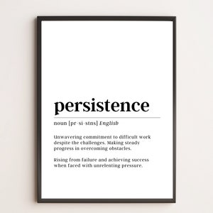 Persistence Definition Print | Motivational Wall Art - Etsy