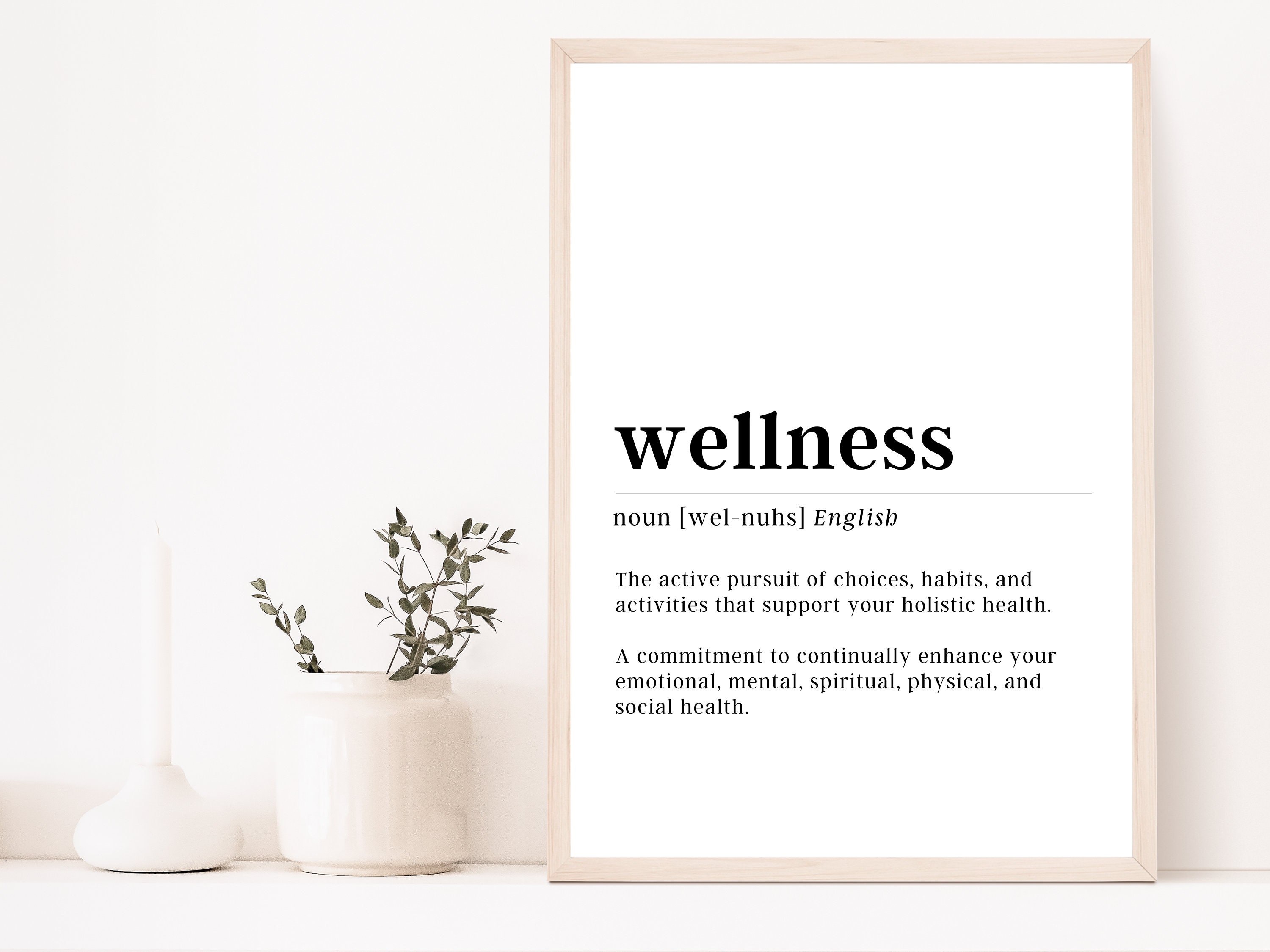 Wellness Definition Print | Motivational Wall Art - Etsy