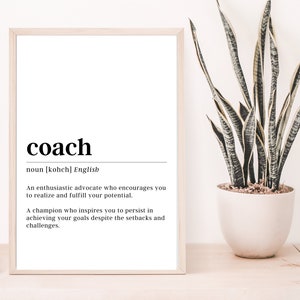 Coach Definition Print Motivational Wall Art - Etsy