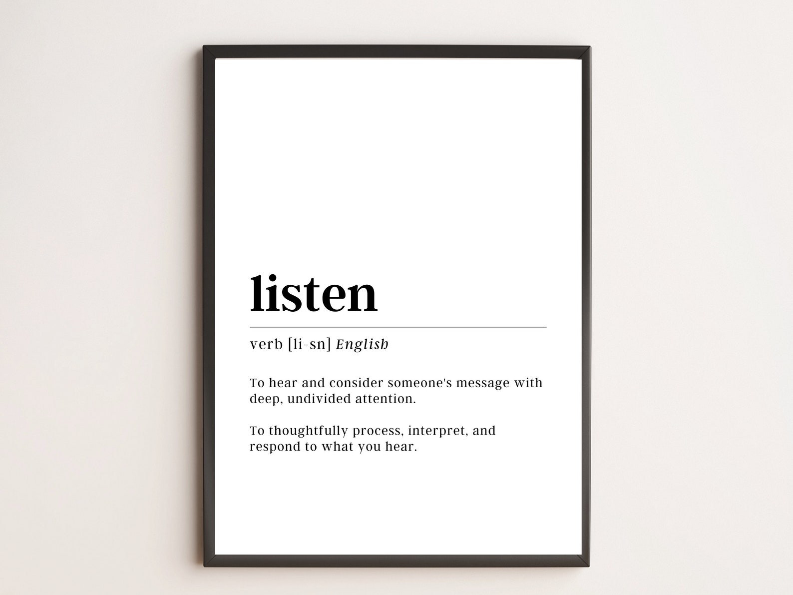 Listen Definition Print Motivational Wall Art - Etsy