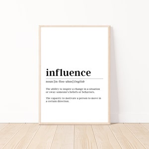 Influence Definition Print | Motivational Wall Art - Etsy