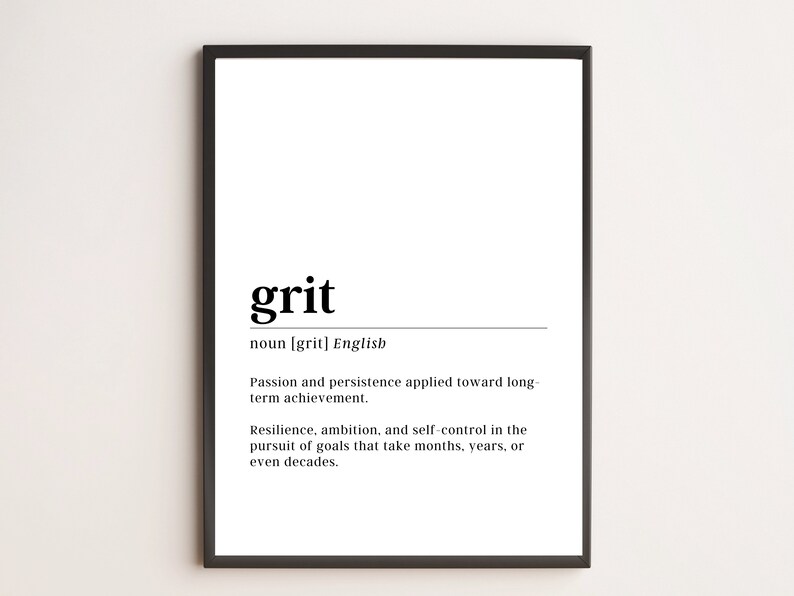 Grit Definition Print | Motivational Wall Art - Etsy