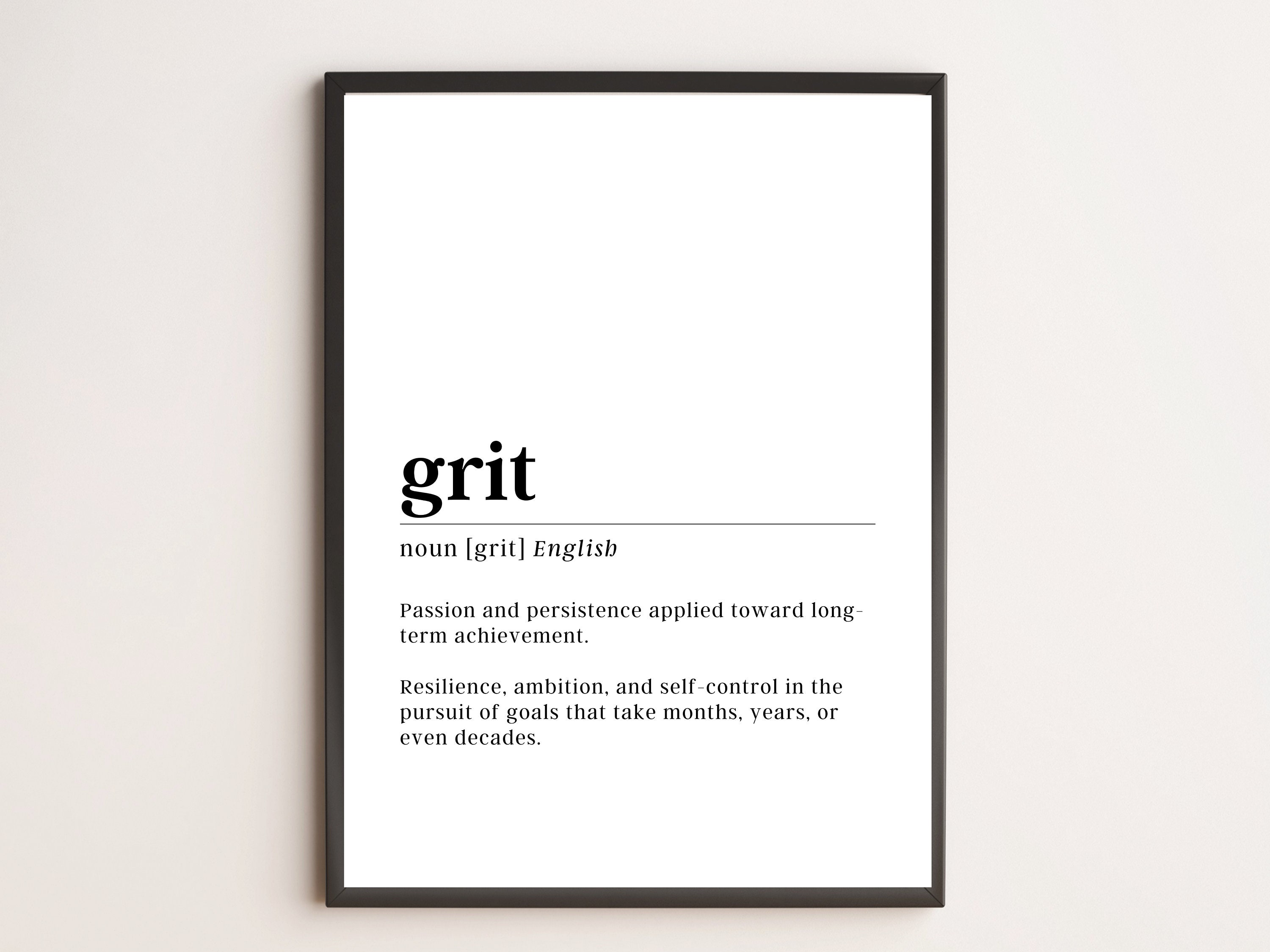 Grit Definition Print Motivational Wall Art - Etsy