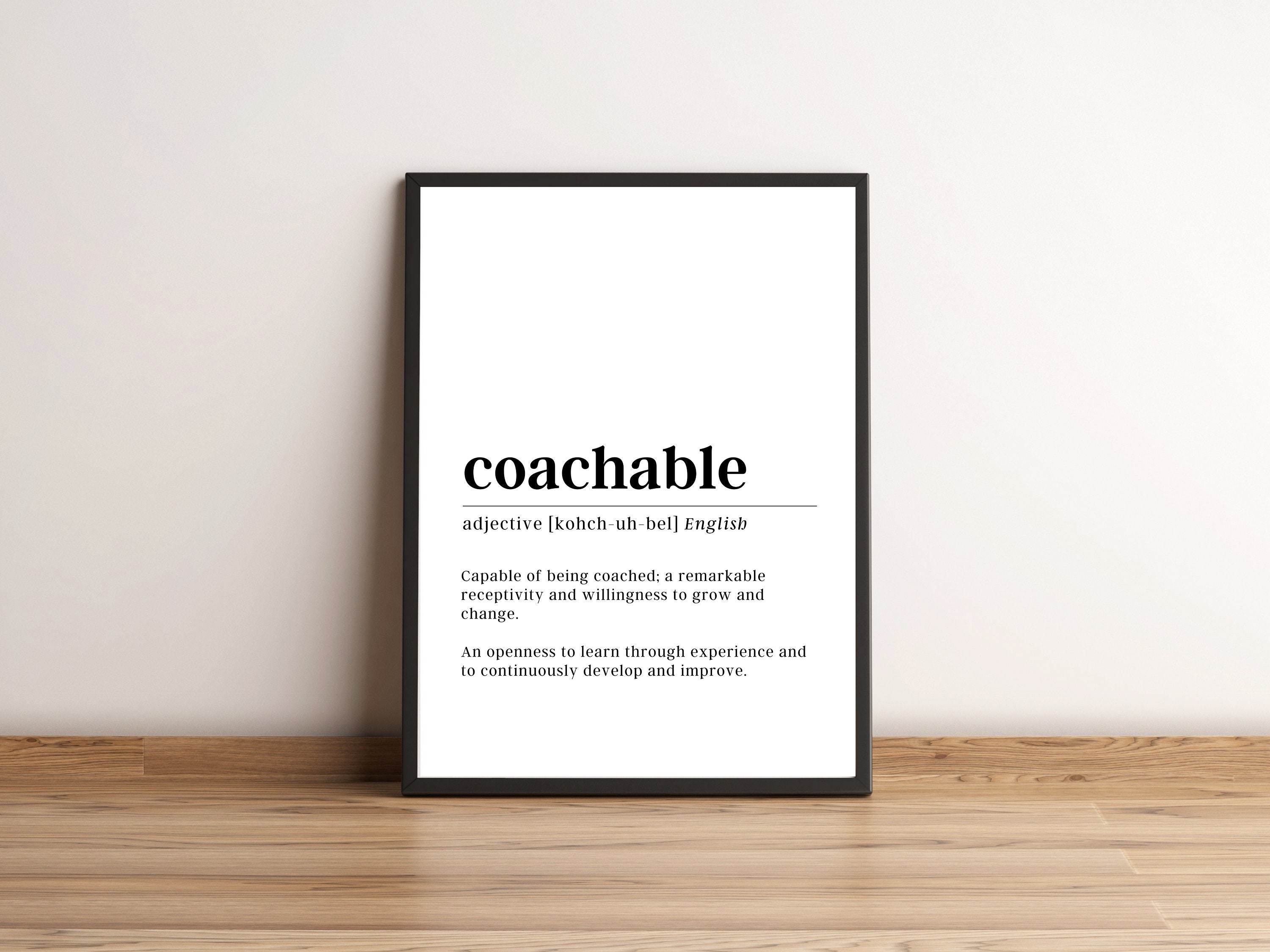 Coachable Definition Print | Motivational Wall Art - Etsy