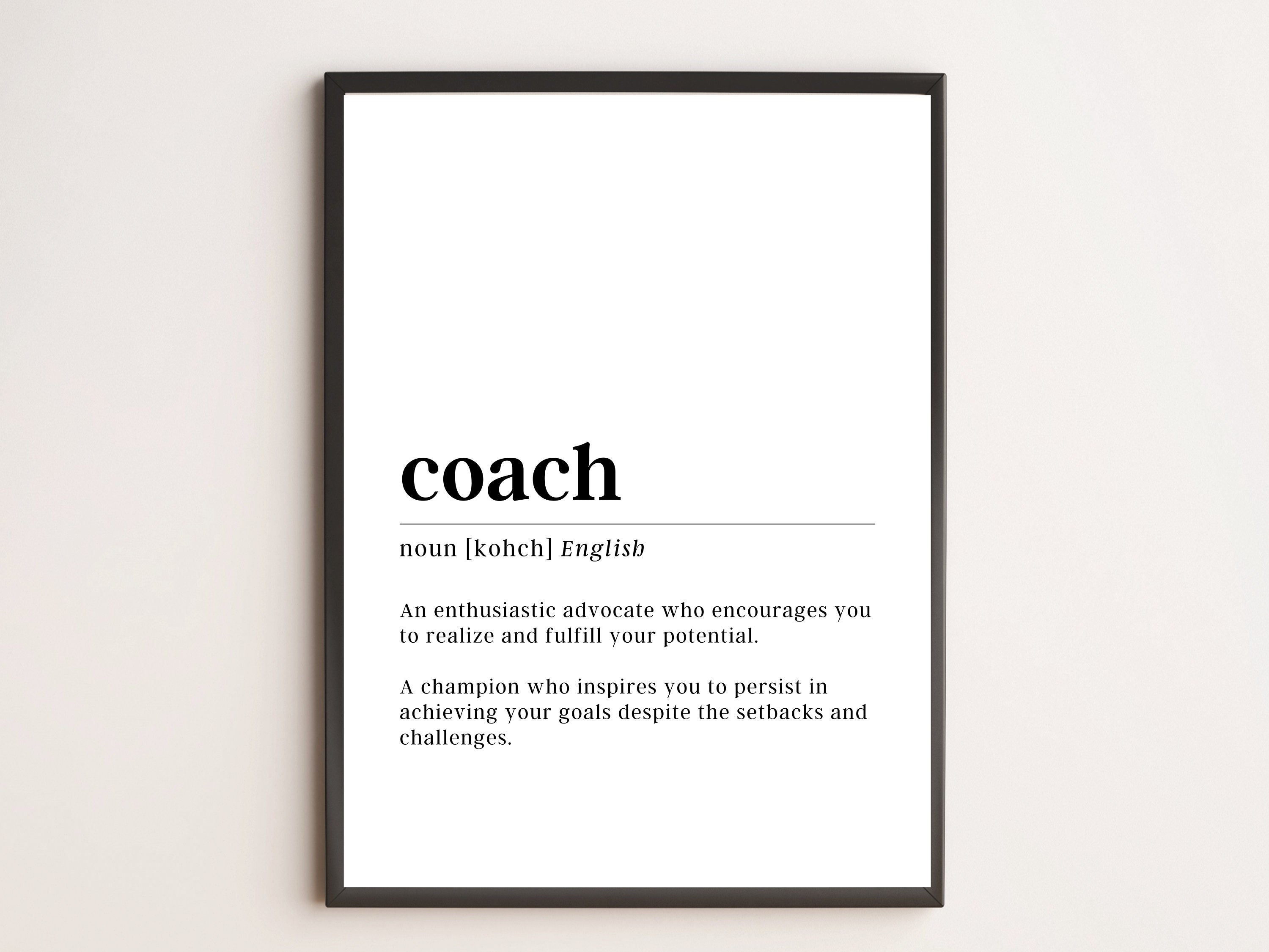 Coach Definition Print Motivational Wall Art - Etsy