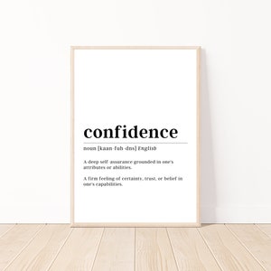 Confidence Definition Print | Motivational Wall Art - Etsy