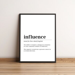 Influence Definition Print | Motivational Wall Art - Etsy