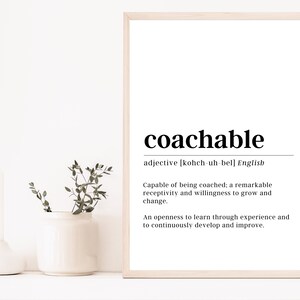 Coachable Definition Print | Motivational Wall Art - Etsy