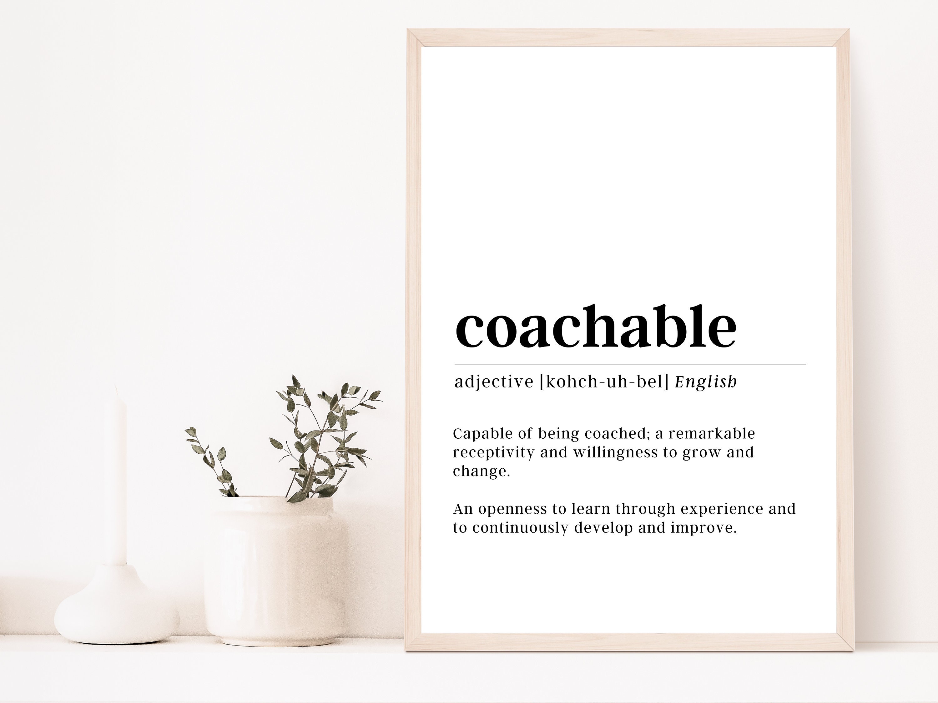 Coachable Definition Print | Motivational Wall Art - Etsy