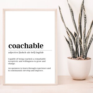Coachable Definition Print | Motivational Wall Art - Etsy