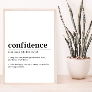 Confidence Definition Print | Motivational Wall Art - Etsy