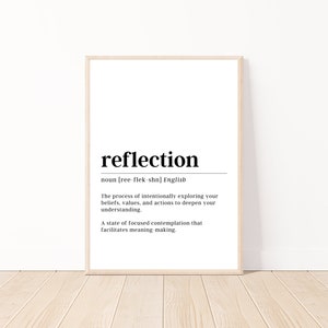Reflection Definition Print | Motivational Wall Art - Etsy