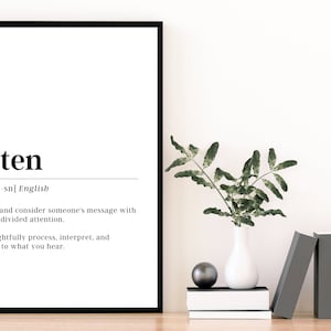 Listen Definition Print Motivational Wall Art - Etsy