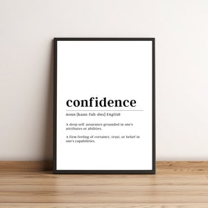 Confidence Definition Print | Motivational Wall Art - Etsy