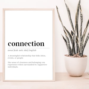 Connection Definition Print | Motivational Wall Art - Etsy