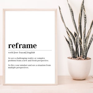 Reframe Definition Print | Motivational Wall Art - Etsy