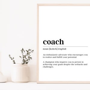 Coach Definition Print Motivational Wall Art - Etsy