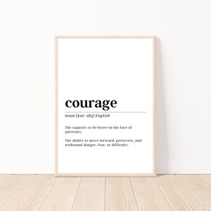 Courage Definition Print Motivational Wall Art - Etsy