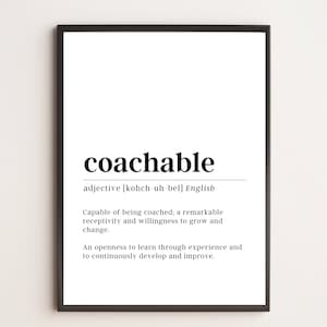 Coachable Definition Print | Motivational Wall Art - Etsy