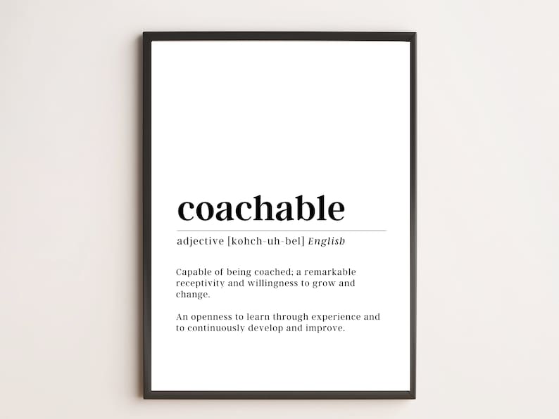 Coachable Definition Print | Motivational Wall Art - Etsy