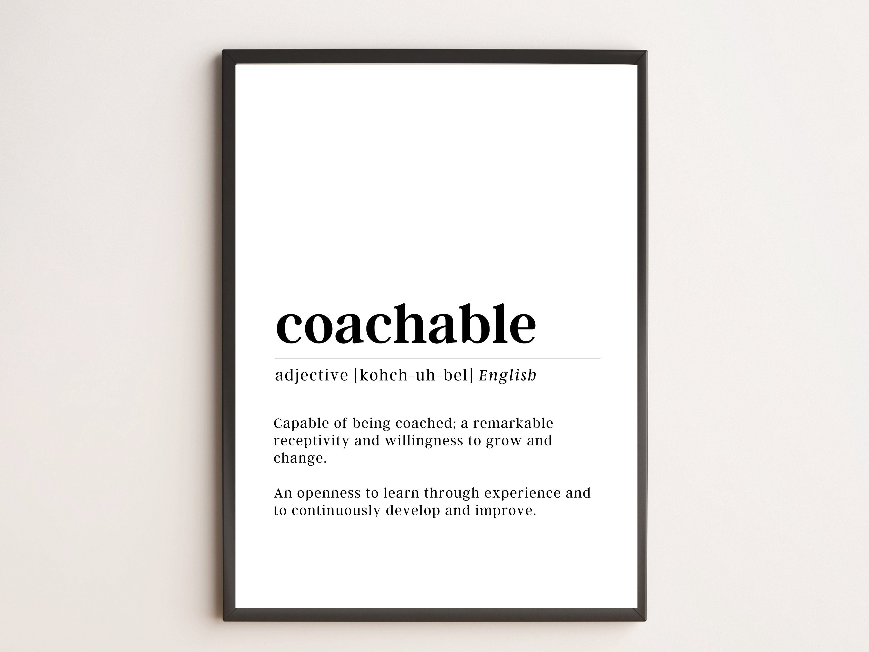 Coachable Definition Print | Motivational Wall Art - Etsy