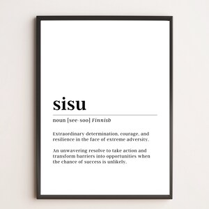 Sisu Definition Print | Motivational Wall Art - Etsy