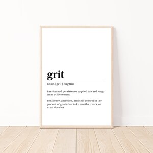 Grit Definition Print | Motivational Wall Art - Etsy