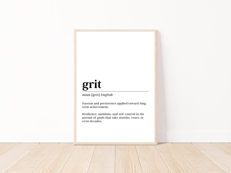 Grit Definition Print | Motivational Wall Art - Etsy