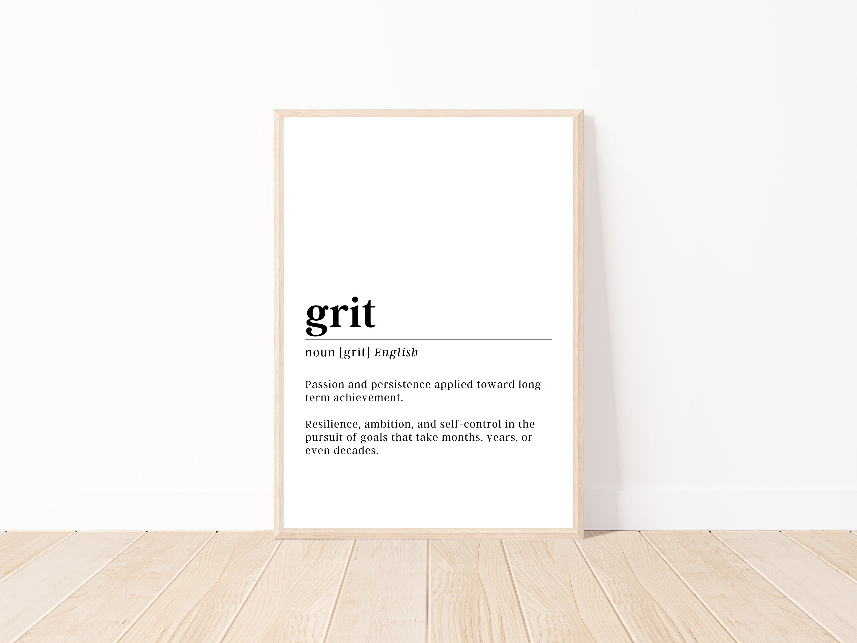 Grit Definition Print Motivational Wall Art - Etsy
