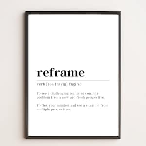 Reframe Definition Print | Motivational Wall Art - Etsy