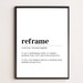 Reframe Definition Print Motivational Wall Art - Etsy