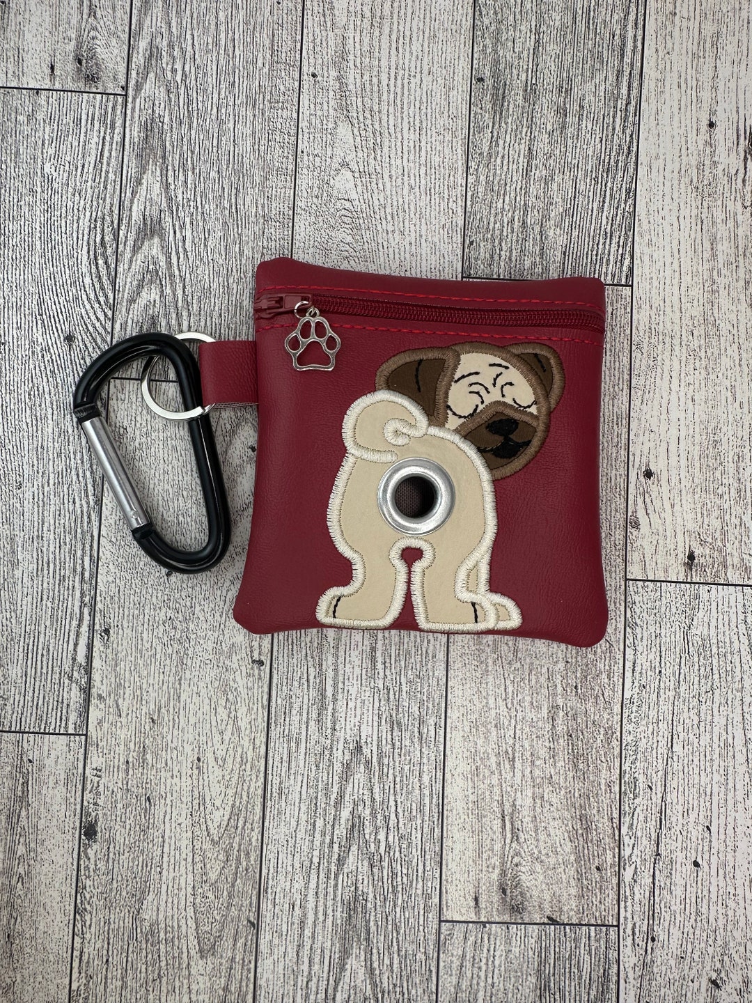 Embroidered Poop Bag Holder With Handmade Bandana Pug Unlined - Etsy