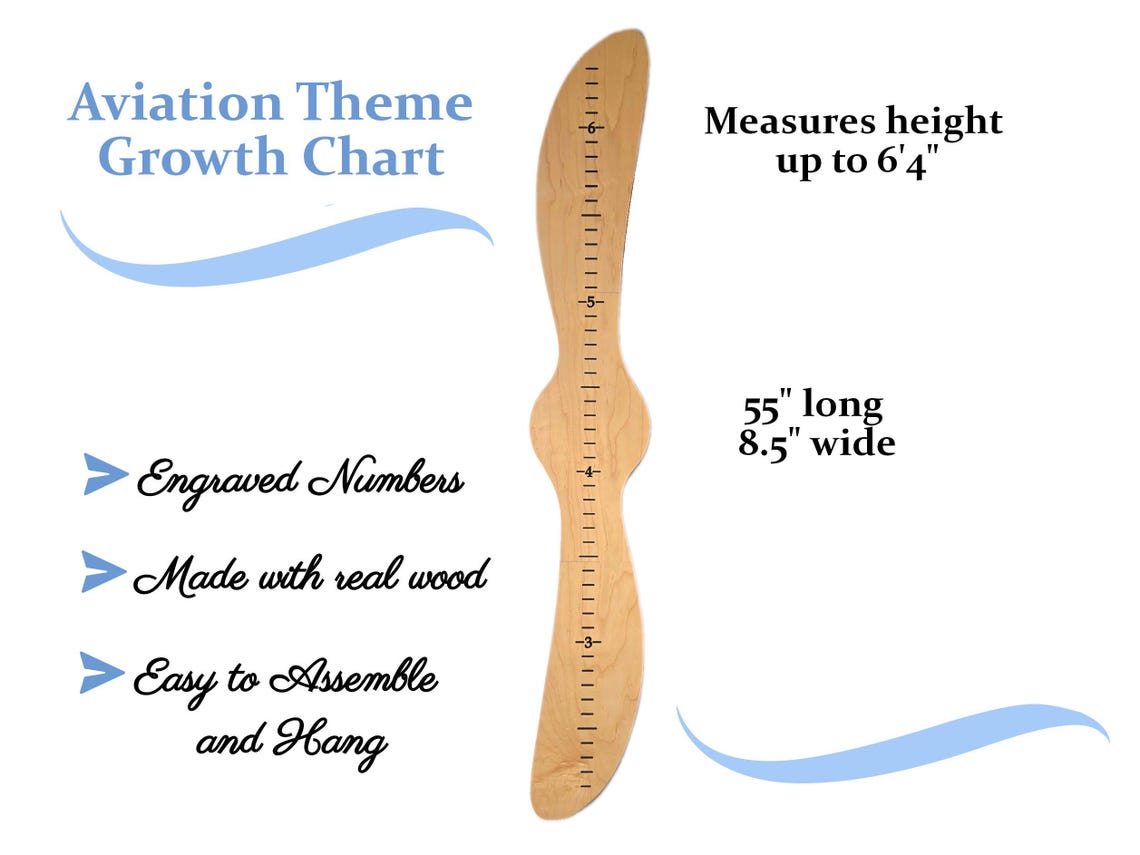 Wooden Airplane Propeller Growth Chart Aviation Nursery Decor Travel ...